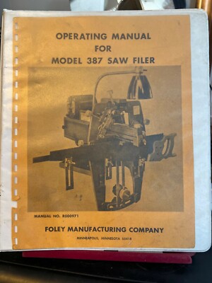 Foley Model 387 Saw Filer Operating Manual | eBay