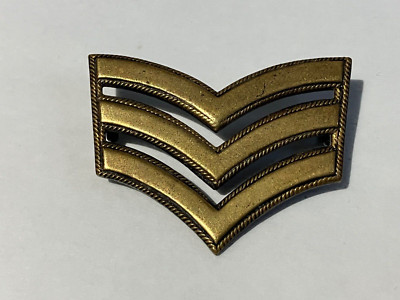Genuine Army Sergeants Chevron Insignia Rank Stripes Metal Badge 2 Lugs ...