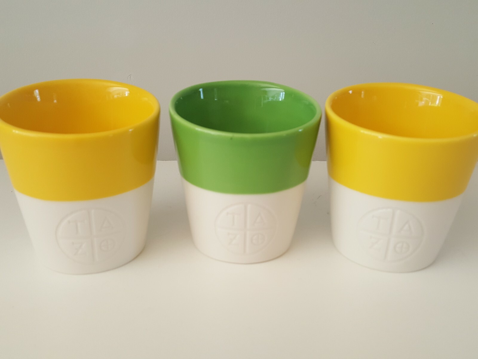 Starbucks 2012 TAZO Slanted Tea Cups New Bone China Set of (3) 8oz. ECU ...