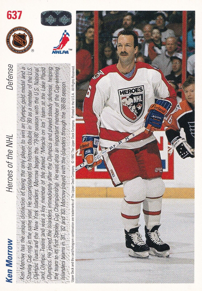 1991-92 Upper Deck #637 Ken Morrow- New York Rangers + (Yes 4 Free Mystery Cards | eBay