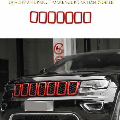 For Jeep Grand Cherokee 2017-2021 Fiery Red Front Grille Grill Inserts ...