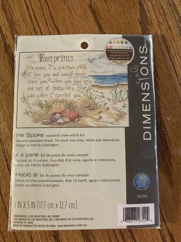 Cross Stitch Kit Dimensions He Spoke Footprints #16700 | eBay