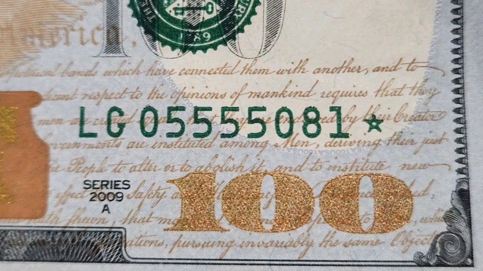 Near Solid Star Note Error 💎 $100 One Hundred Dollar Bill FANCY SERIAL ...