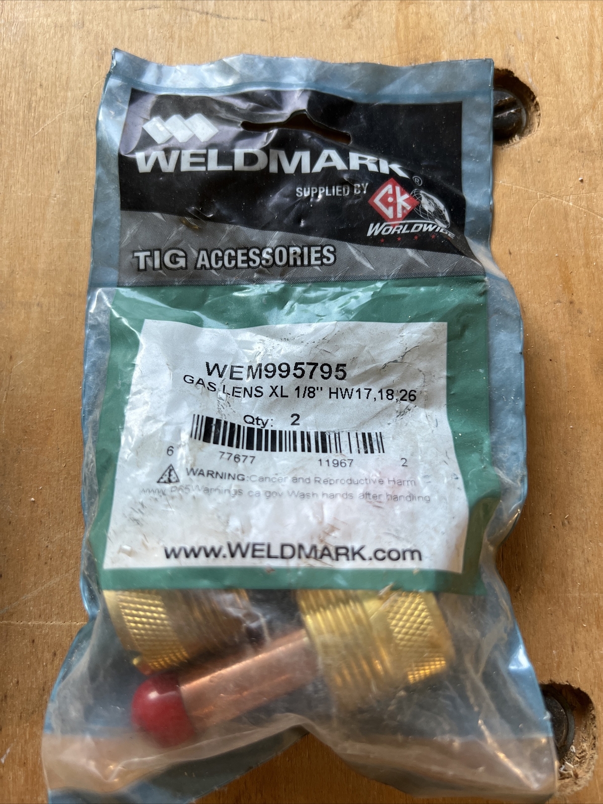 WELDMARK 2-pk TIG Welding Large Gas Lens XL WEM 995795 1/8" Torch 17/18 ...