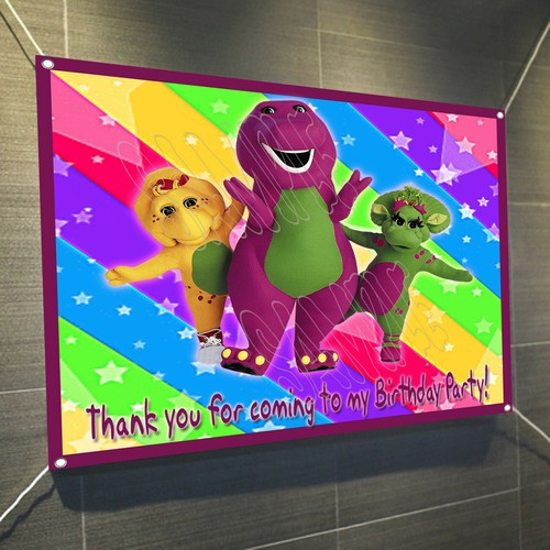 Barney Purple Dinosaur Vinyl Indoor/Outdoor Banner Sign Poster 30"x24 ...