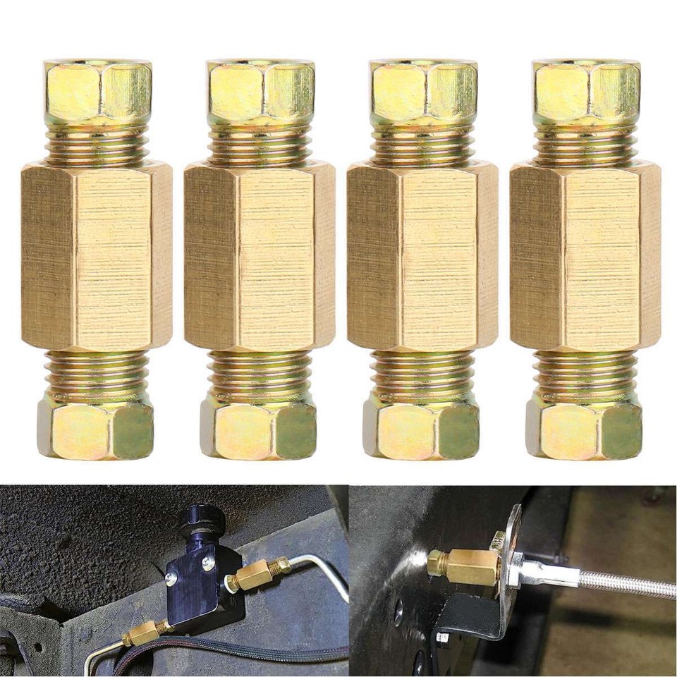 12Pcs Straight Brass Brake Line Inverted Compression Fitting Unions 3/ ...