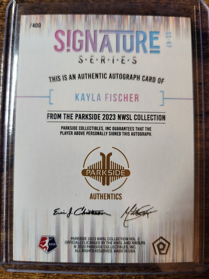 2023 Parkside NWSL Vol. 2 Kayla Fischer Signature Series RC Auto /400 # ...