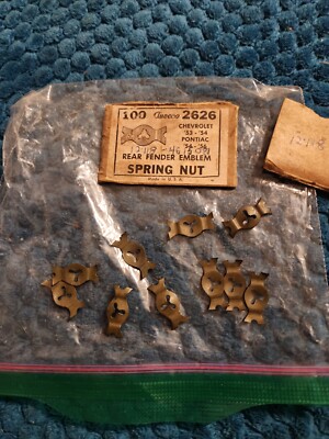 1953-54 Chevrolet 1954-56 Pontiac Rear Fender Emblem Spring Nut Gm ...
