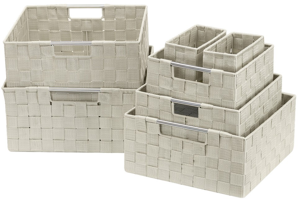 7-Pack Storage Box Set for Closet & Shelves - Woven Fabric Basket ...