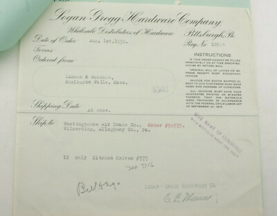 1930 Lamson Goodnow Logan Gregg Hardware Co Pittsburgh PA Ephemera ...