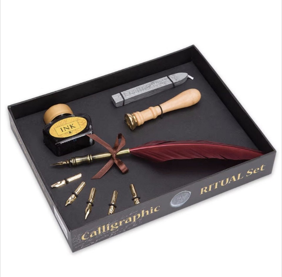 Calligraphic Ritual Set Sealing Wax feather quill Gothic Alternative ...