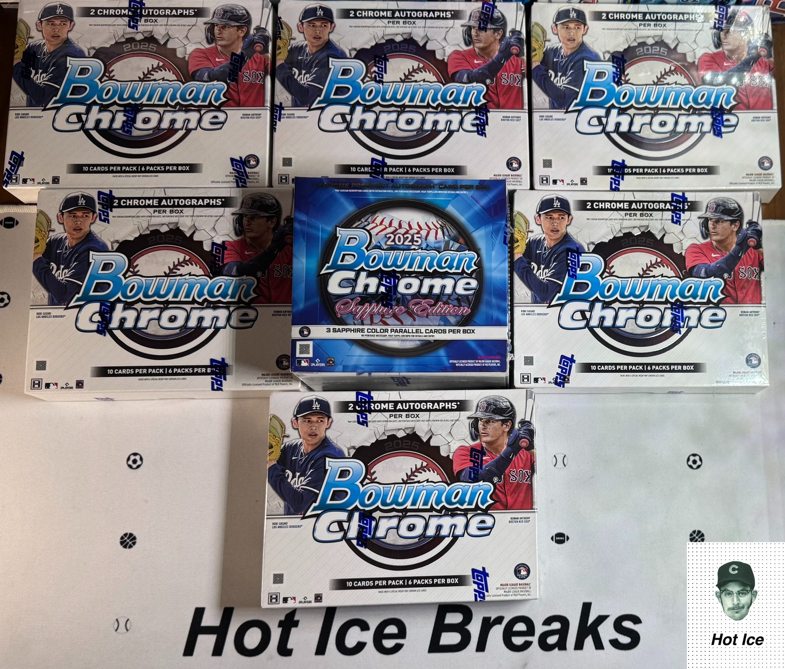 Dalton Rushing LA Dodgers 2025 Bowman Chrome Sapphire + 6 Hobby Break ...