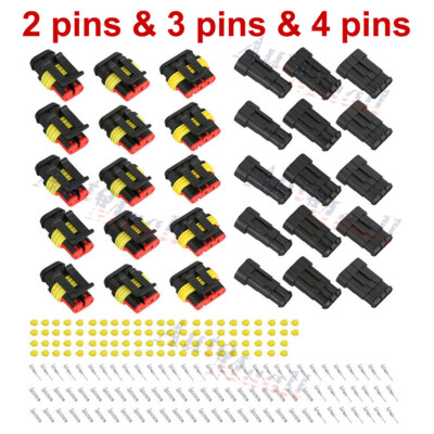 15 Kits 2+3+4 Pins Way Car Auto Sealed Waterproof Electrical Wire ...