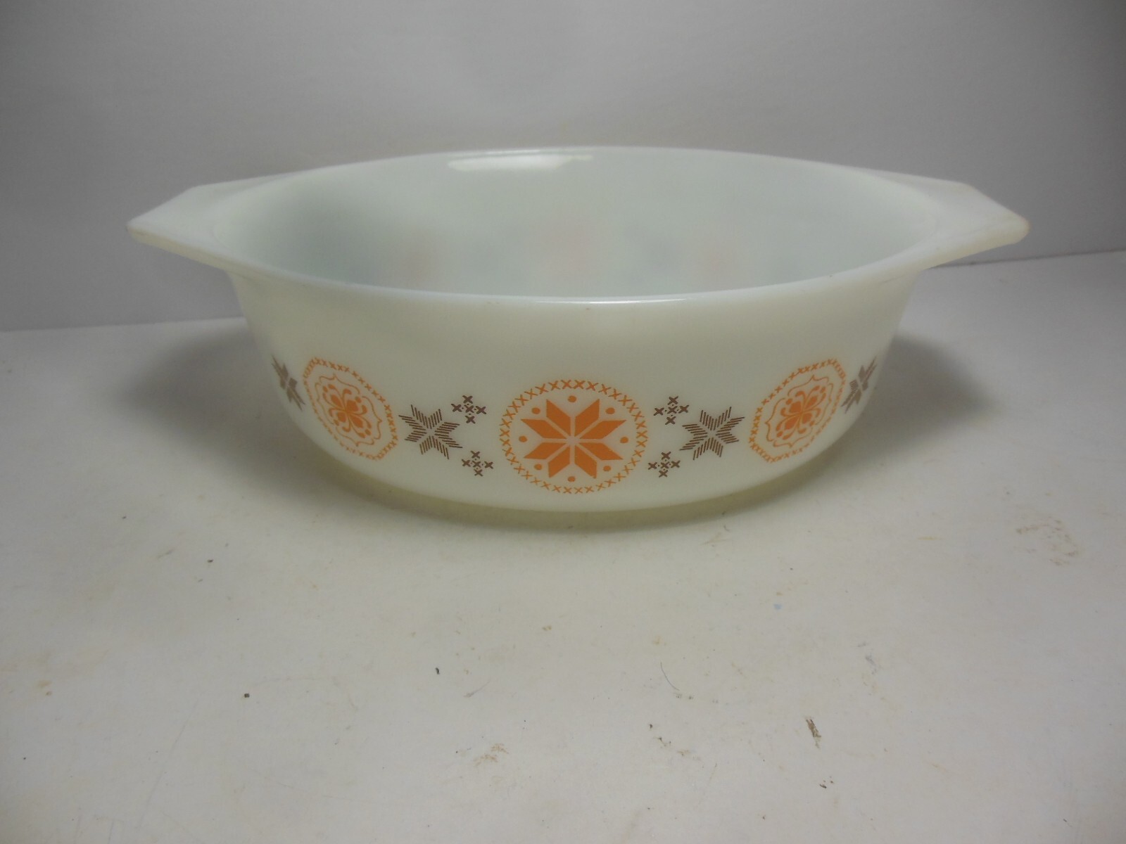 Pyrex 043 Town & Country Orange Brown 1 1/2 Quart Oval Casserole 043 ...
