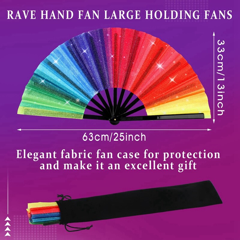 4Pcs Glitter Hand Fan Chinese Festival Fan Decorative Folding Fan ...