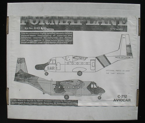 FORMA PLANE D89 - CASA C-212 AVIOCAR - 1:72 - MHW Models Bausatz VAC ...