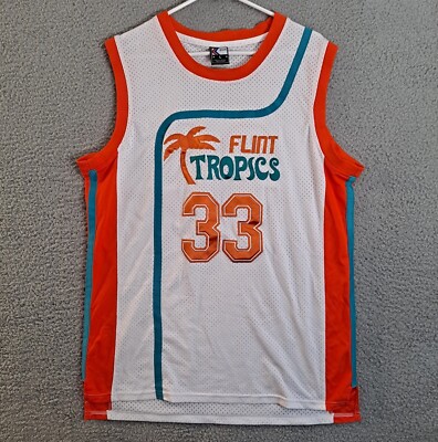 Flint Tropics Jackie Moon #33 White Fully-Stitched Jersey Will Ferrell ...