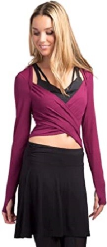Velvet Rose Wine Women's Pull Over Wrap Workout Top L NWT Free Ship | eBay