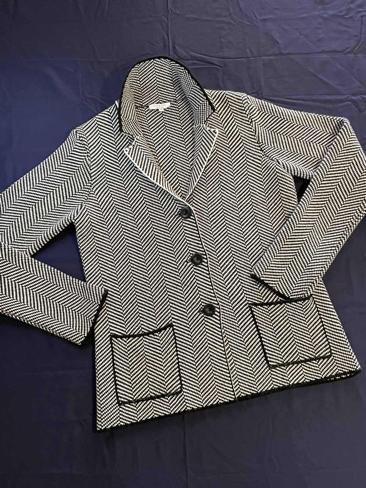 Gio & Gio Made In Italy Wool Blend Black White Cardigan Sweater Small ...