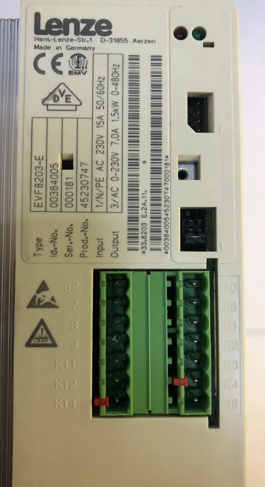 Lenze Frequency Converters EVF8203-E 0-480Hz 1,5KW Id.-no. 00384005 230V 7,0A | eBay UK