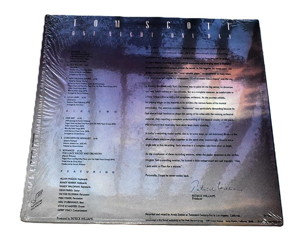 Tom Scott One Night / One Day 1986 CBS SW 2102 Jazz LP Near Mint | eBay