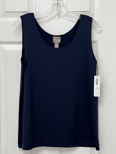 NWT Chico's Size 2 L 12-14 RARE Midnight Navy Microfeel Microfiber Tank Top | eBay