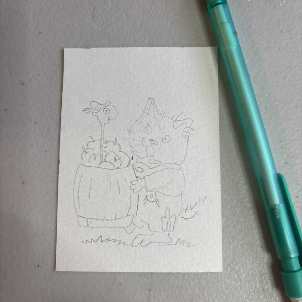 Original Art ACEO Miniature ATC Painting Richard Scarry Lowly Worm ...