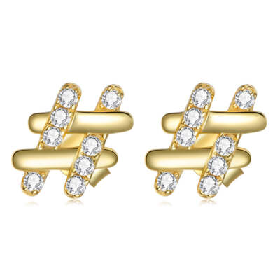 Sterling Silver Hashtag Stud Hypoallergenic Earrings | eBay Australia