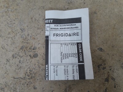 A13707601 FRIGIDAIRE DISHWASHER TECH SHEET 13707601 | eBay