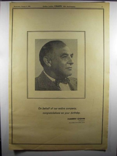 1956 Harry Cohn President Columbia Pictures Corp. Ad | eBay