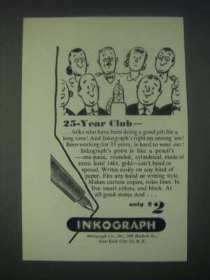 1947 Inkograph Pen Ad - 25-Year Club | eBay