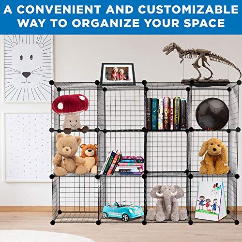 Work-It! Wire Storage Cubes, 12-Cube Metal Grid Organizer | Modular ...