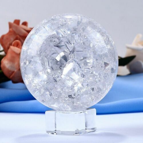 AAAAAAA++++100mm Crystal Ice Crack Ball Quartz Glass Marbles Magic ...