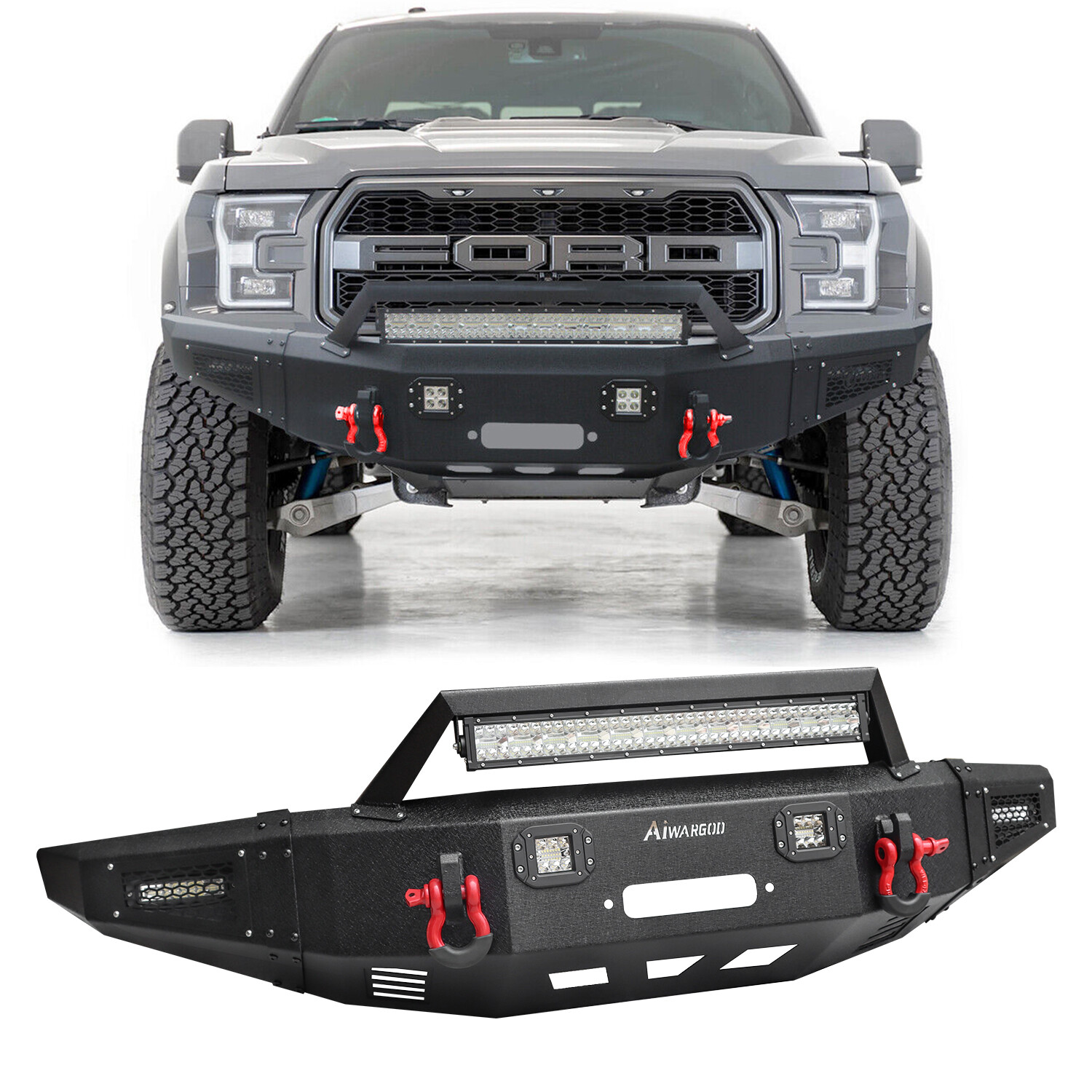 For 2010-2014 Ford F-150 SVT Raptor Front+Rear Bumpers w/Winch Plate ...