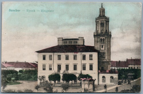 SAMBOR POLAND UKRAINE LVOV REGION RYNEK 1918 ANTIQUE POSTCARD GERMAN ...