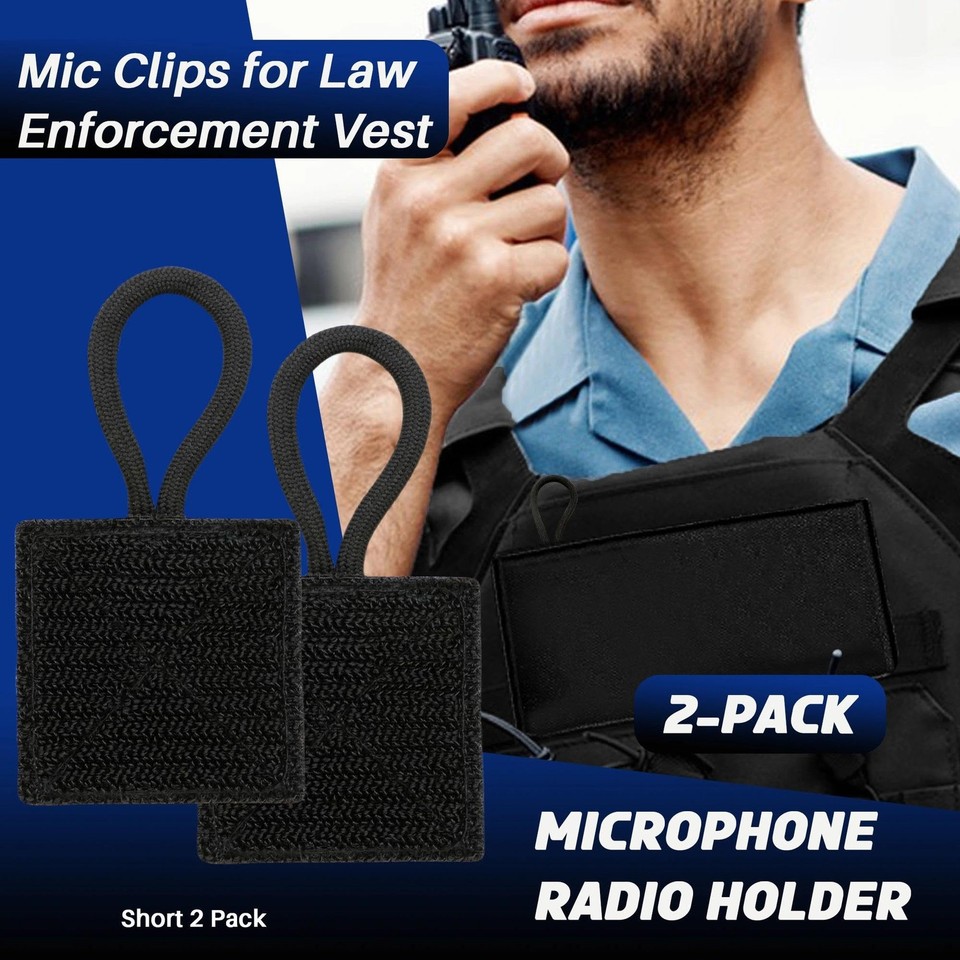 Terixe 4 Pack Mic Clips for Law Enforcement, Black Radio 2 Short and 2 ...