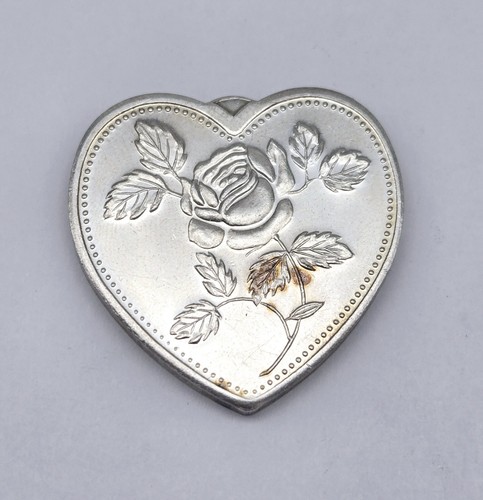 Vintage 'Especially For You' Rose 1 Troy Oz Pure .999 Silver Heart ...