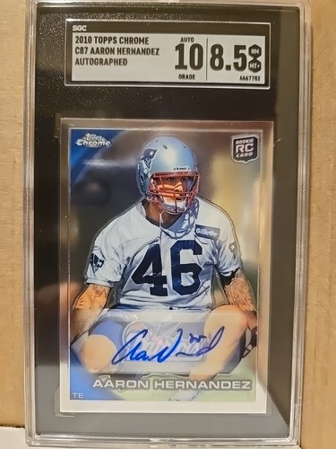 2010 Topps Chrome Auto Aaron Hernandez C87 SGC 10 Auto 8.5 NM-MT+ 7783 ...
