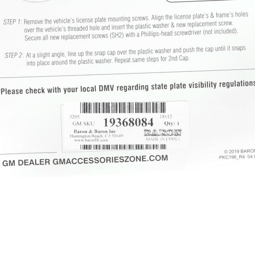 Genuine GM 2018-2023 Buick V6 License Plate Frame Slim Tri-Shield Logo ...