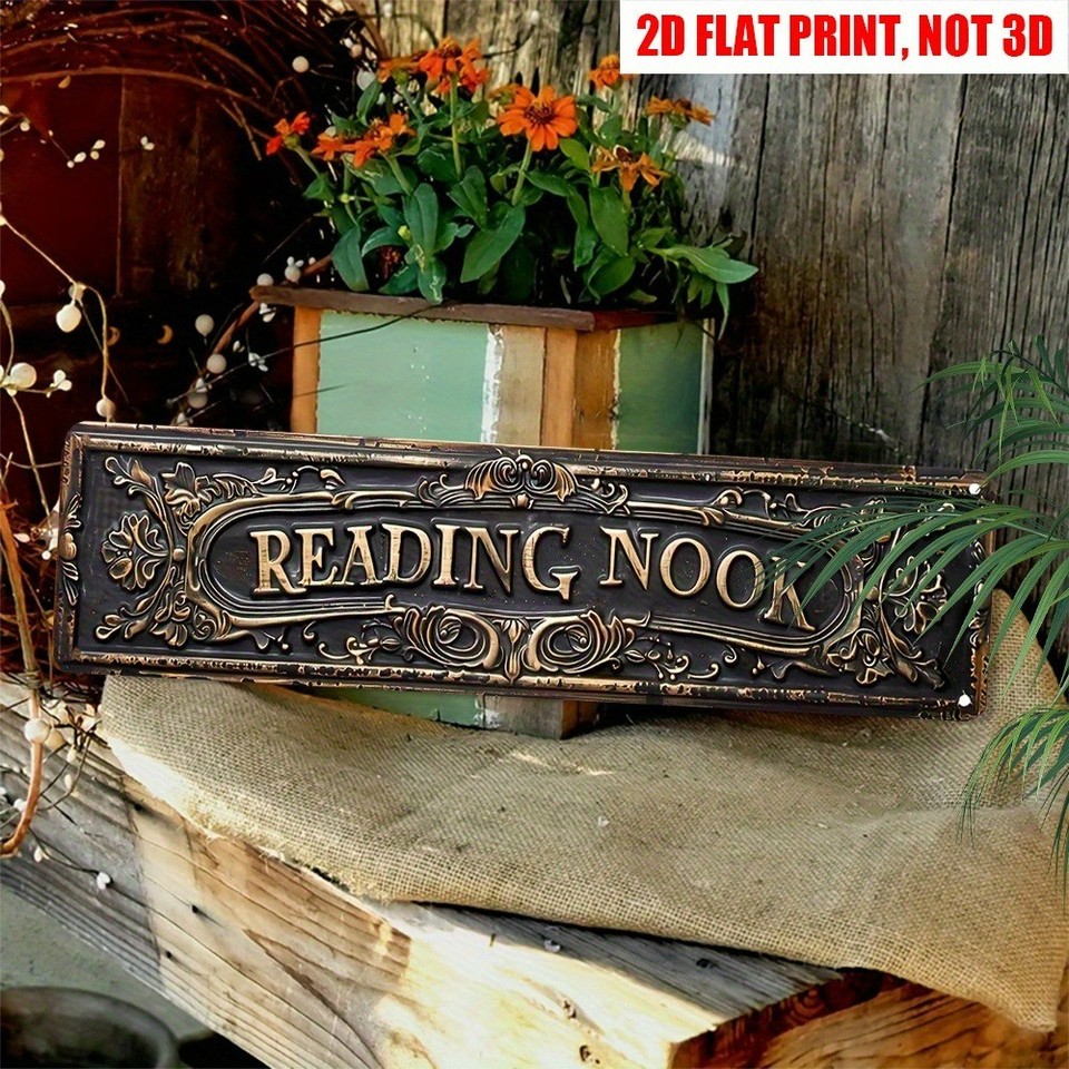 Vintage Book Nook Wall Decor Bookshelf Metal Tin Sign Book Lover Reader ...