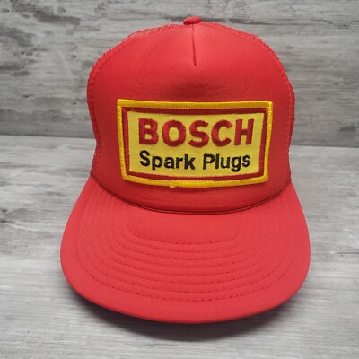 Vintage Bosch Spark Plugs Yellow Patch Trucker Hat Snapback Cap | eBay