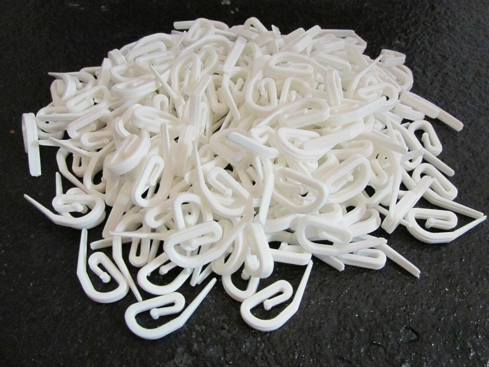 100 Durable Strong Plastic Curtain Hooks Net For Header Tape Window ...