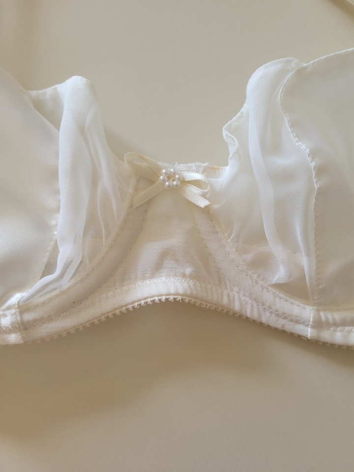 Vintage Victorias Secret Gold Label Sheer Satin Ivory Bra 32 B Bridal ...