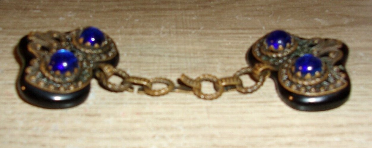 Antique Victorian Coat/Cloak Clasp Bakelite & Brass w… - Gem