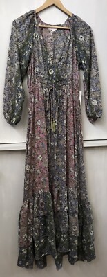 Boemo Anthropologie Women's Tiered Maxi Dress Peasant Boho Long Floral ...