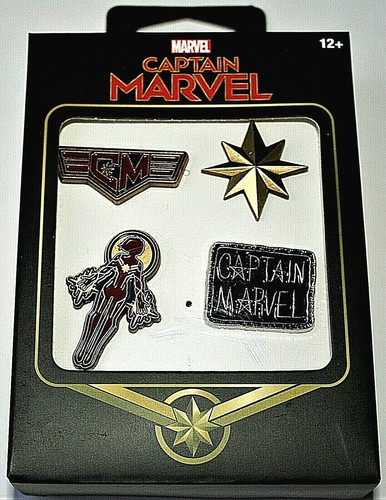 Captain Marvel Enamel 4 Pin Set New MIB Box CM Star | eBay