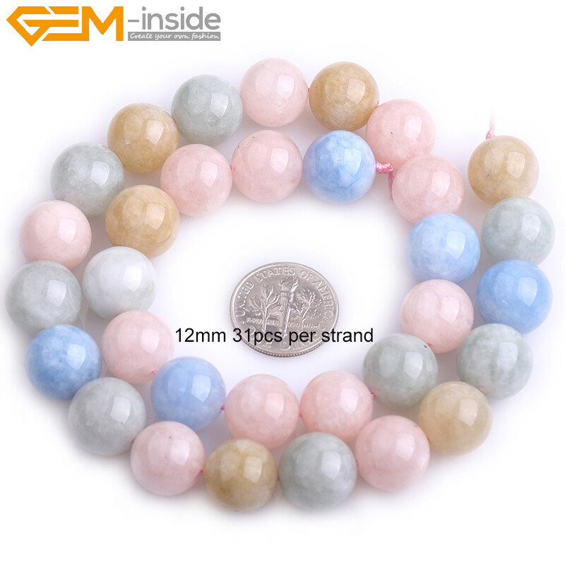Multicolor Morganite Morgan Color Jade Round Stone Jewelry Making Beads ...