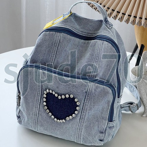 Women's Small Denim Backpack Blue Jean Daypack Casual Rucksack School ...