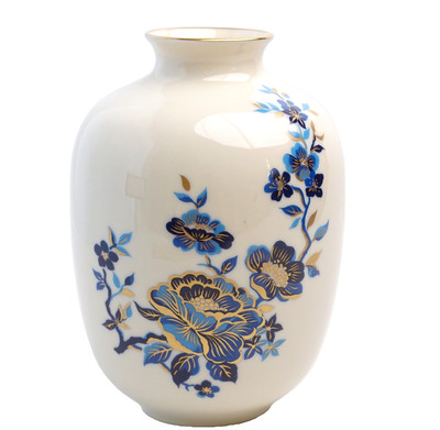 Lenox Pagoda Bone Chine Vase Cobalt Blue & Gold Flowers 6.25" | eBay