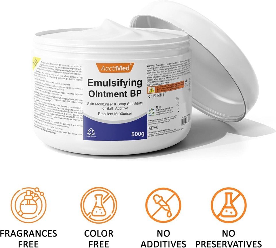 AactiMed Emulsifying Ointment - 500g for Skin Moisturiser & Soap ...
